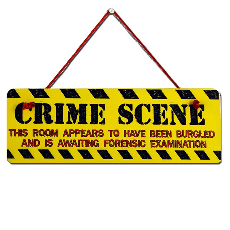 Hand Painted Wooden Door Sign: Crime Scene
